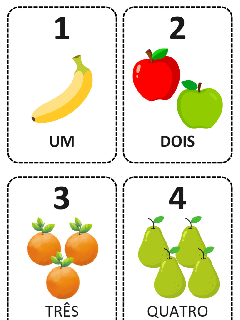 Colorful Illustrative Math Fruits Numbers Flashcards | PDF