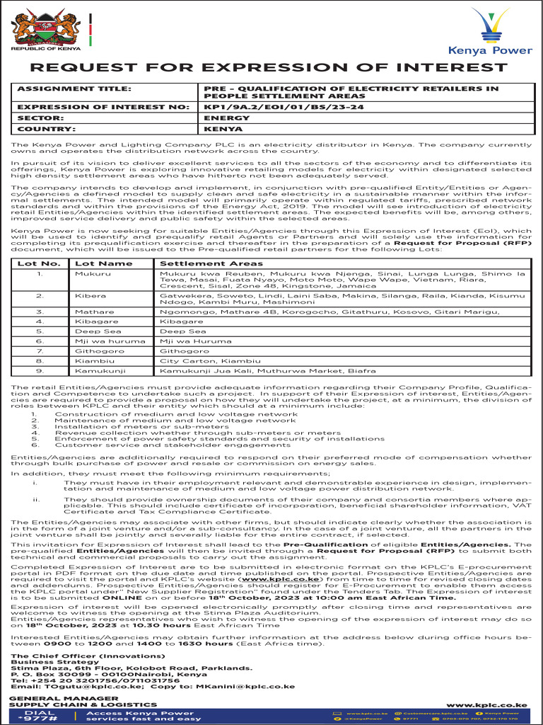 EOI - Pre-Qualification of Electricity Retailers I - 240411 - 232933 | PDF | Economies | Business
