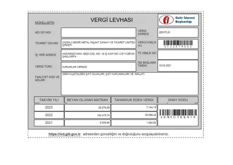 Vergi̇ Levhasi | PDF