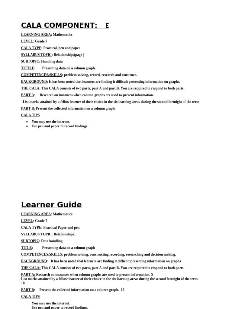 Component E MATHS GRADE - 7 - CALA | PDF | Learning | Cognitive Science