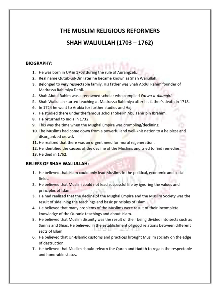 Shah Waliullah | PDF | Sunni Islam | Quran