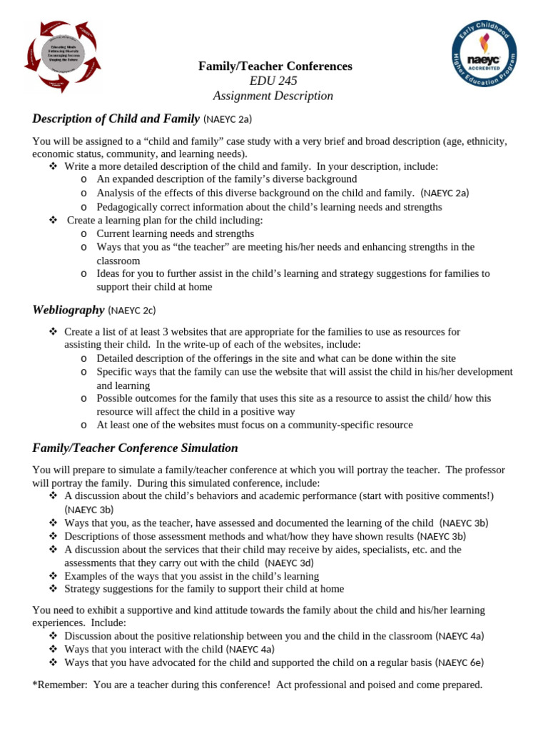 Family Teacher Conference - Modified 2-2020 | PDF | Learning | Teachers
