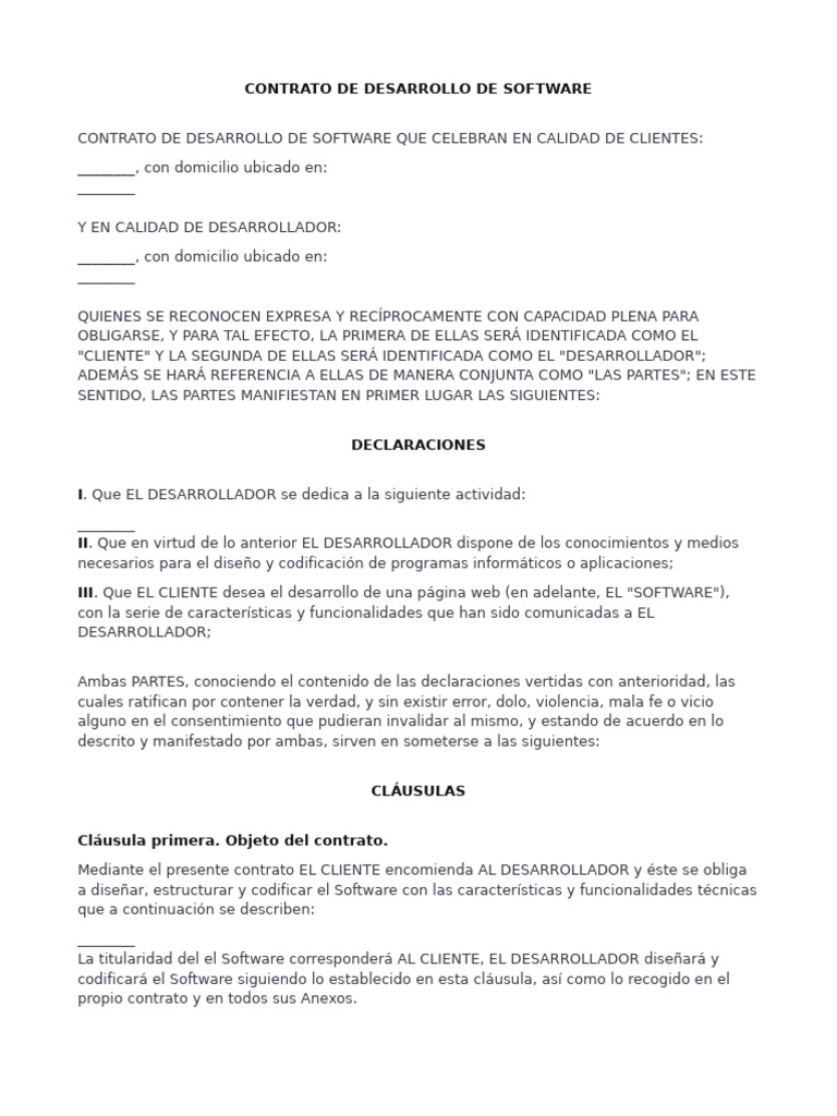 Ejemplo Contrato Software | PDF | Software | Daños y perjuicios