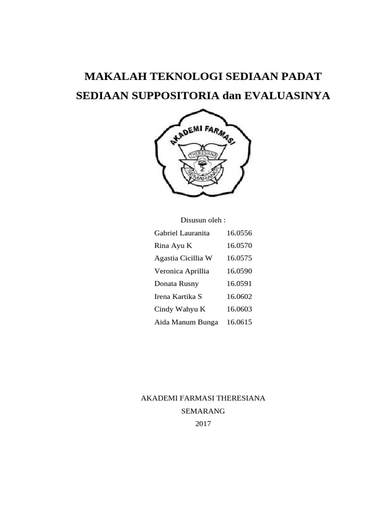 MAKALAH TEKNOLOGI SEDIAAN PADAT - Suppo | PDF
