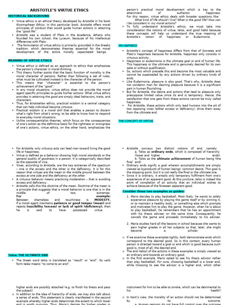 ARISTOTLE-ETHICS | PDF | Virtue Ethics | Virtue