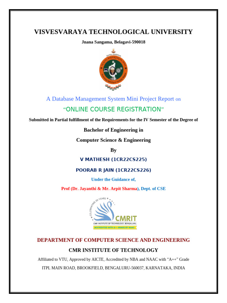 Dbms Lab Mini Project Cover Certificate Declaration Abstract Acknowledgement Toc Pdf