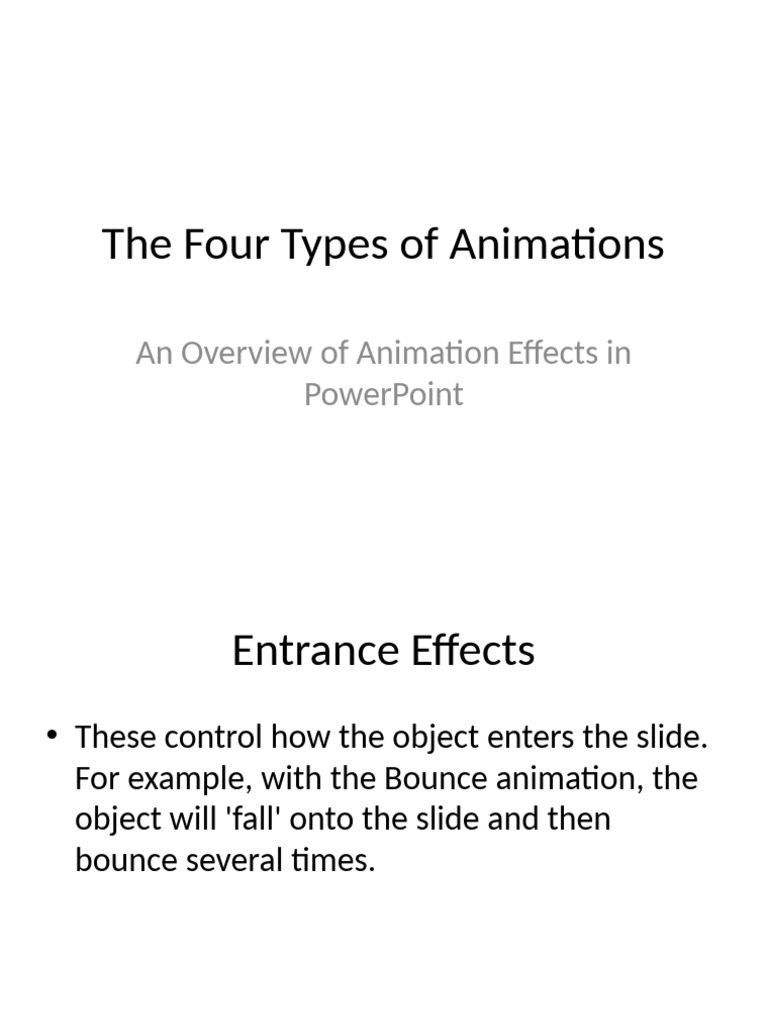 Types of Animations Presentation 101857 | PDF | Self-Improvement