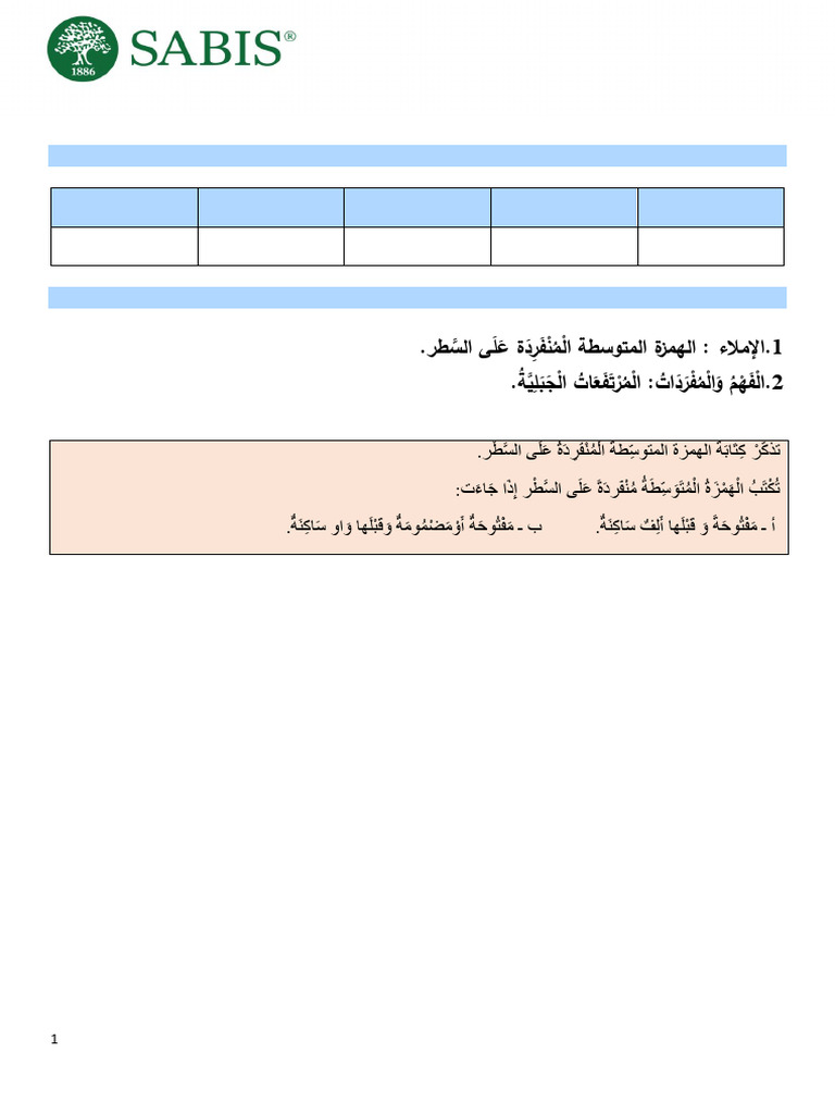 2122 Grade 5 Arabic Exam Related Materials T2 Wk1 | PDF