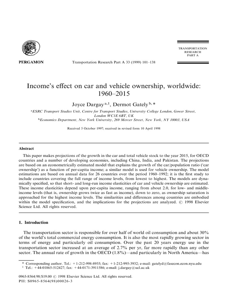 Incomes Effect On Car and Vehicle Ownership | PDF | Logistic Function ...