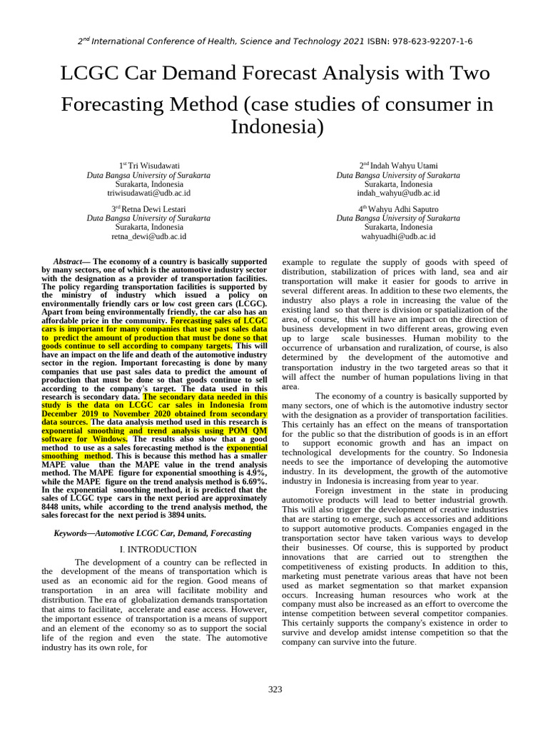 LCGC Car Demand Forecast Analysis With Two Forecasting Method (Case ...