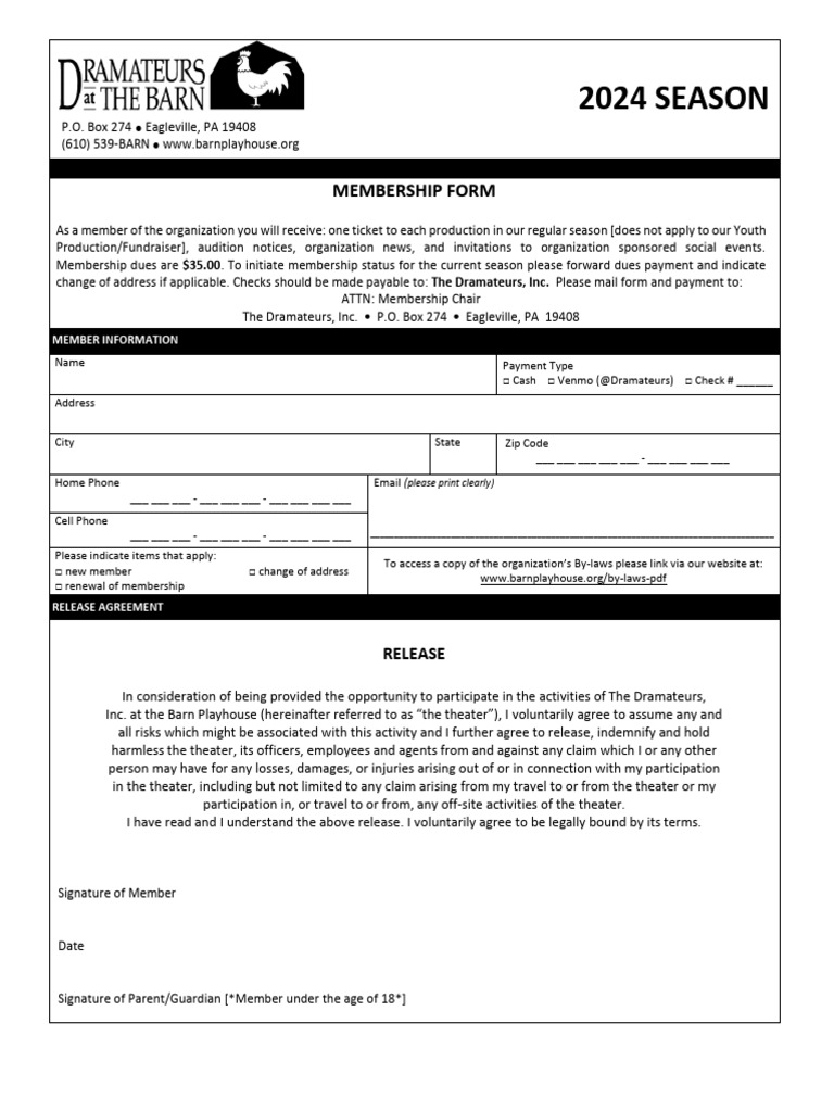 2024 Membership form | PDF