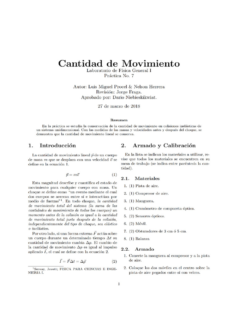 Plantilla Informe #7 - Fis Lab | PDF | Masa | Impulso