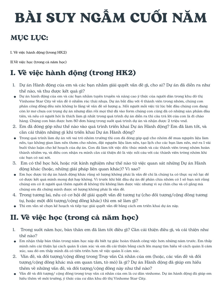 Bài Suy Ngẫm Cuối Năm | PDF