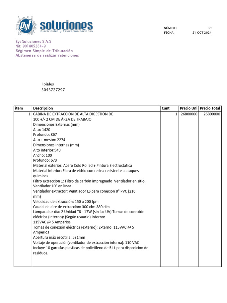 Cotizacion Eyt Soluciones 311024 | PDF