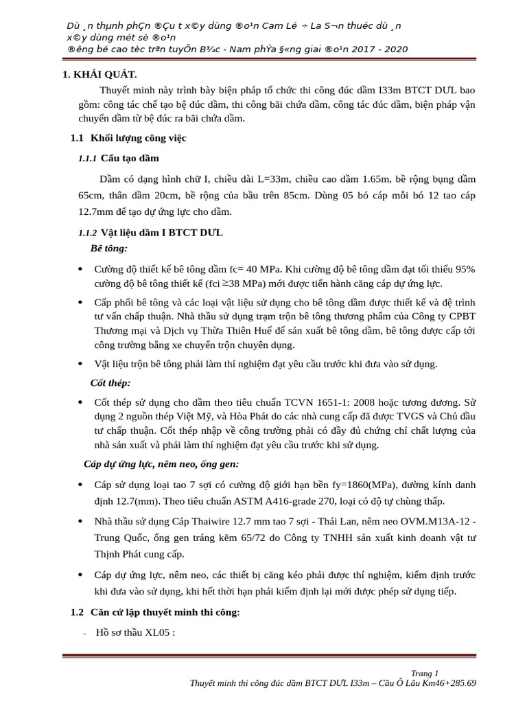 Thuyet Minh Thi Công D-M I33m | PDF