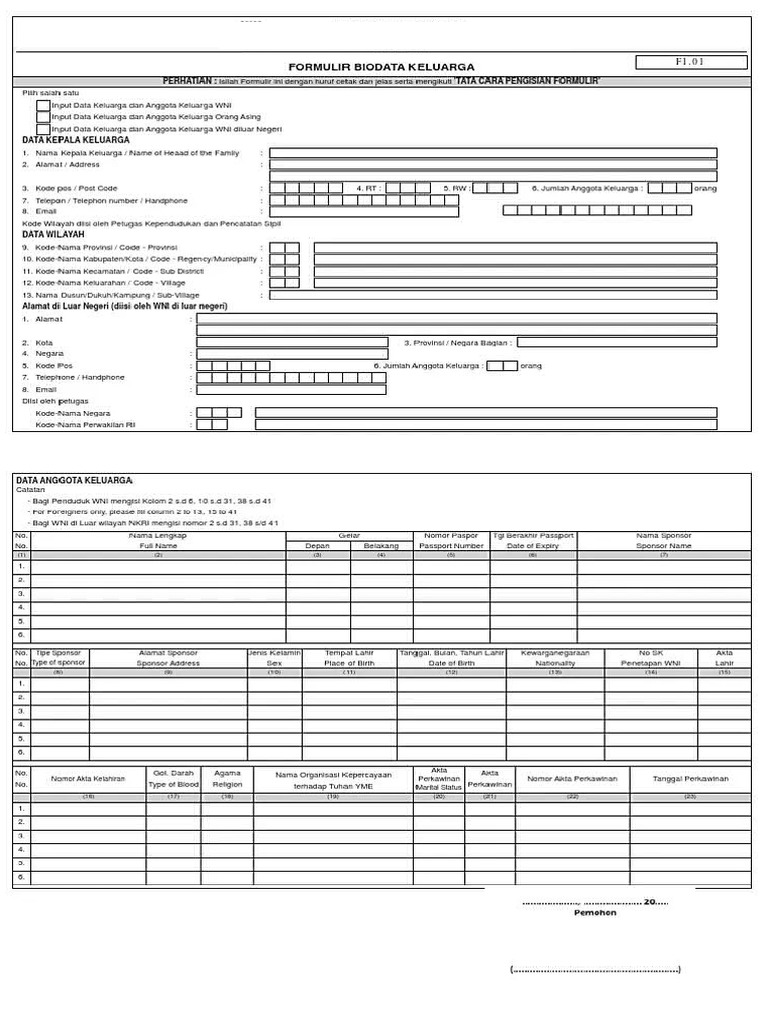 Form Pembuatan KK | PDF