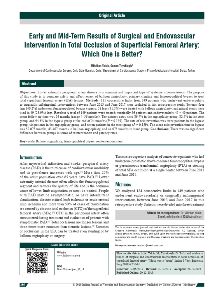Mihriban Yalcin,-Early and Mid Term Results of Surgical And. 2019 | PDF | Coronary Artery Bypass ...