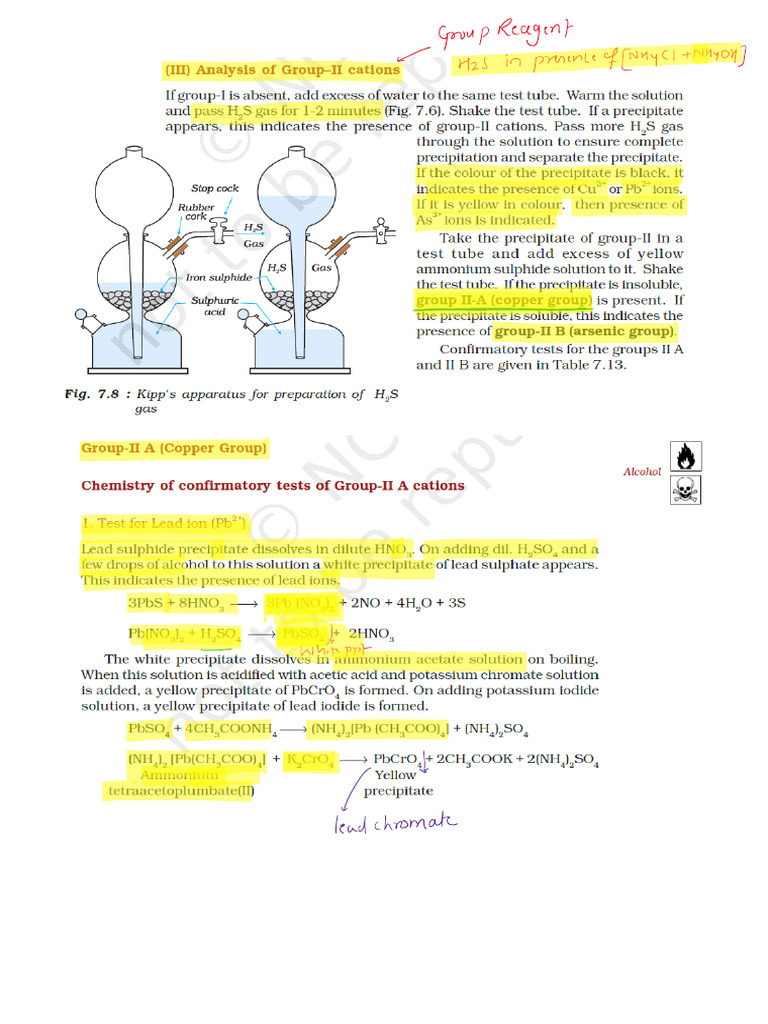 Salt Analysis Group II - VI Cations | PDF