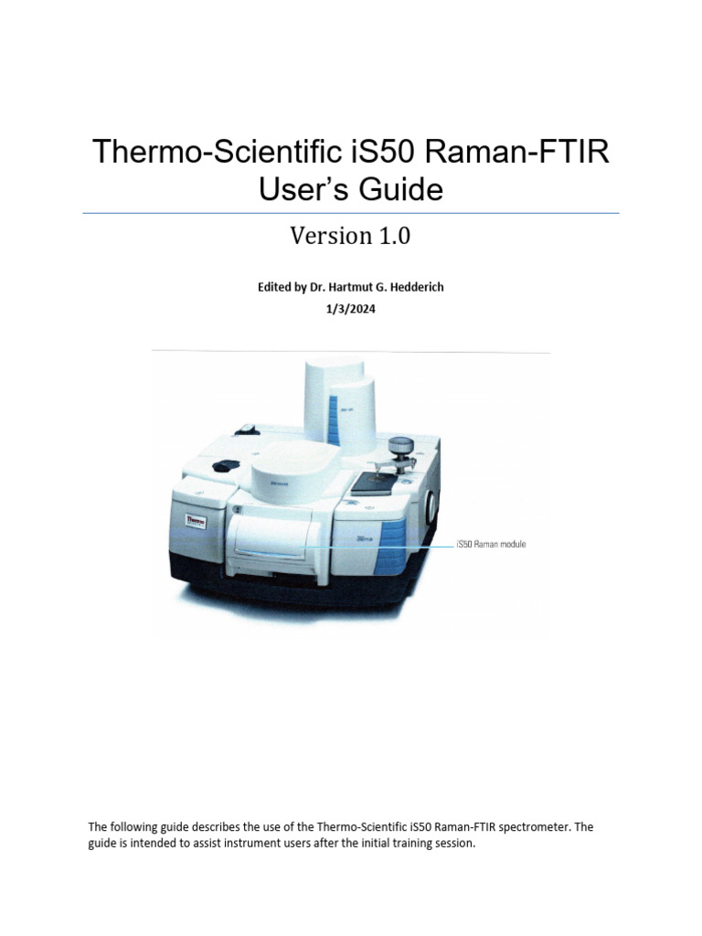 Thermo iS50 Raman-FTIR User Guide | PDF | Raman Spectroscopy | Absorbance