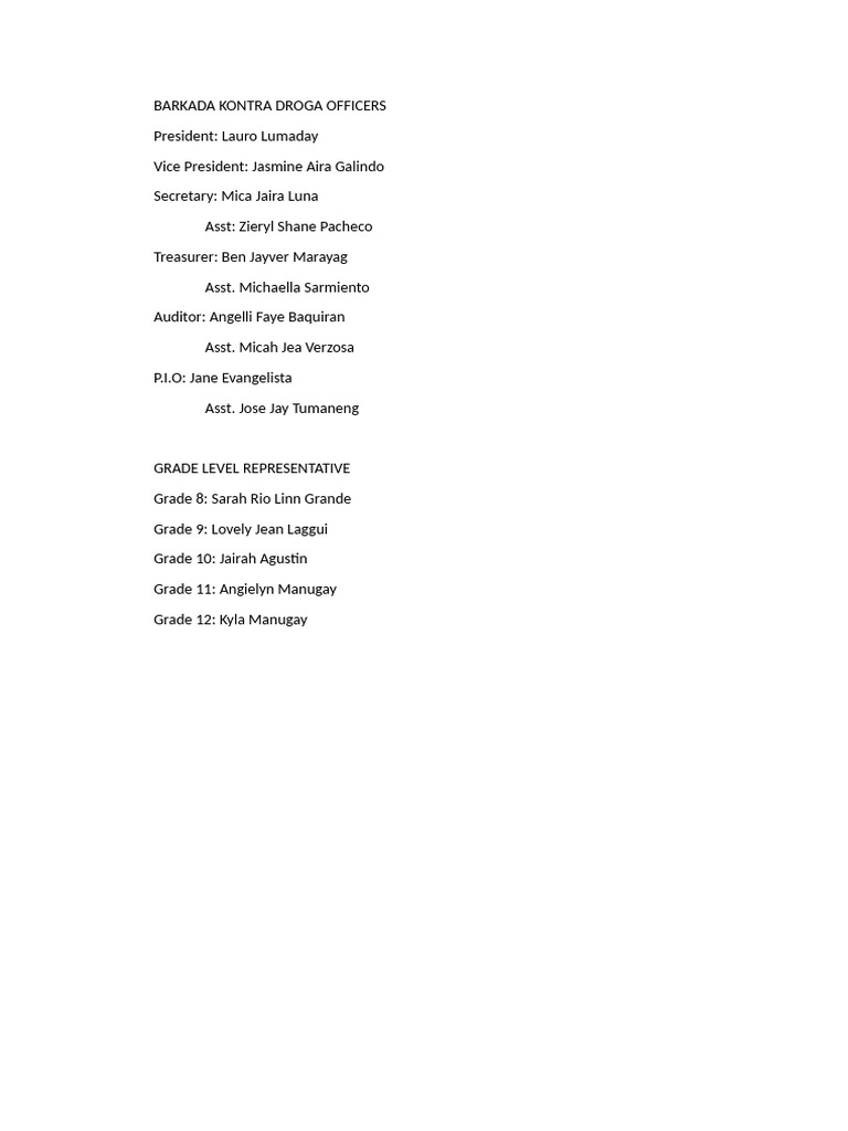 Barkada Kontra Droga Officers | PDF