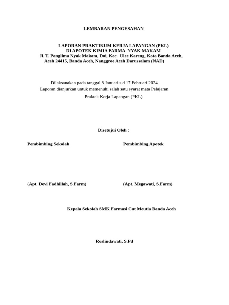 Lembaran Pengesahan | PDF