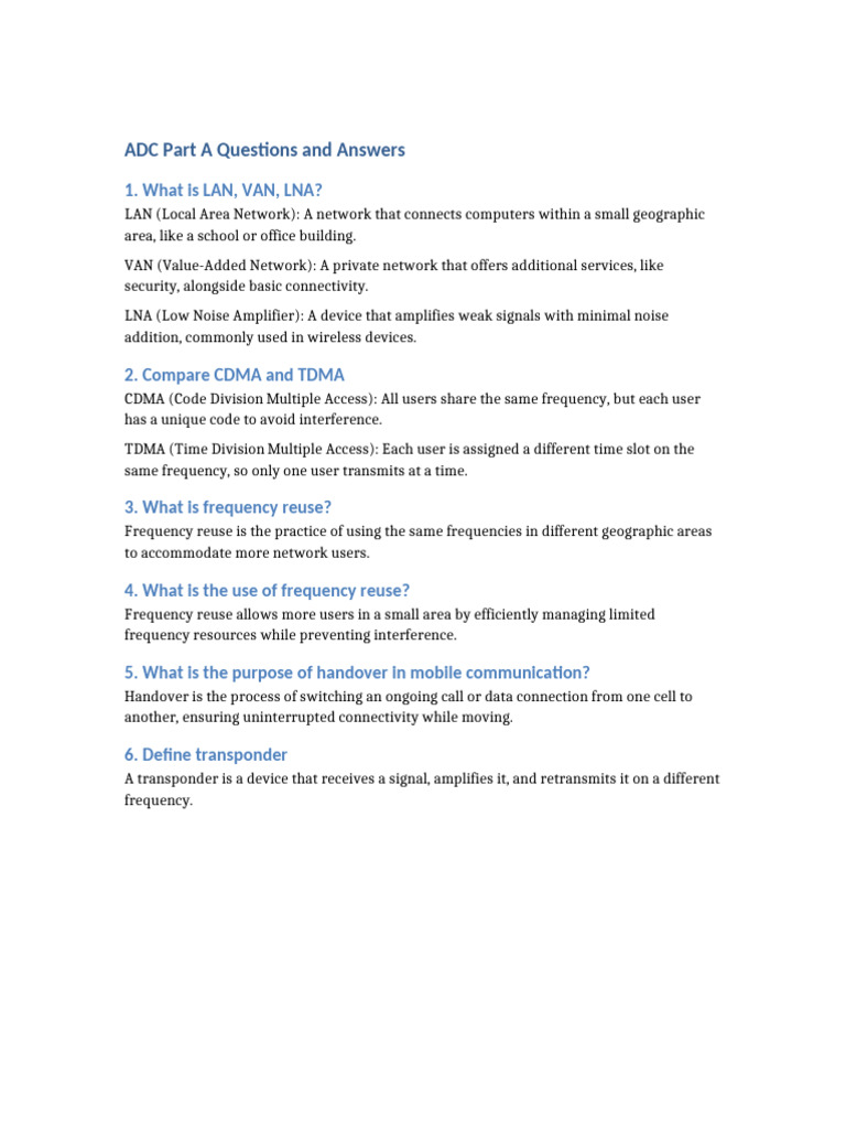 ADC Part A Questions and Answers | PDF