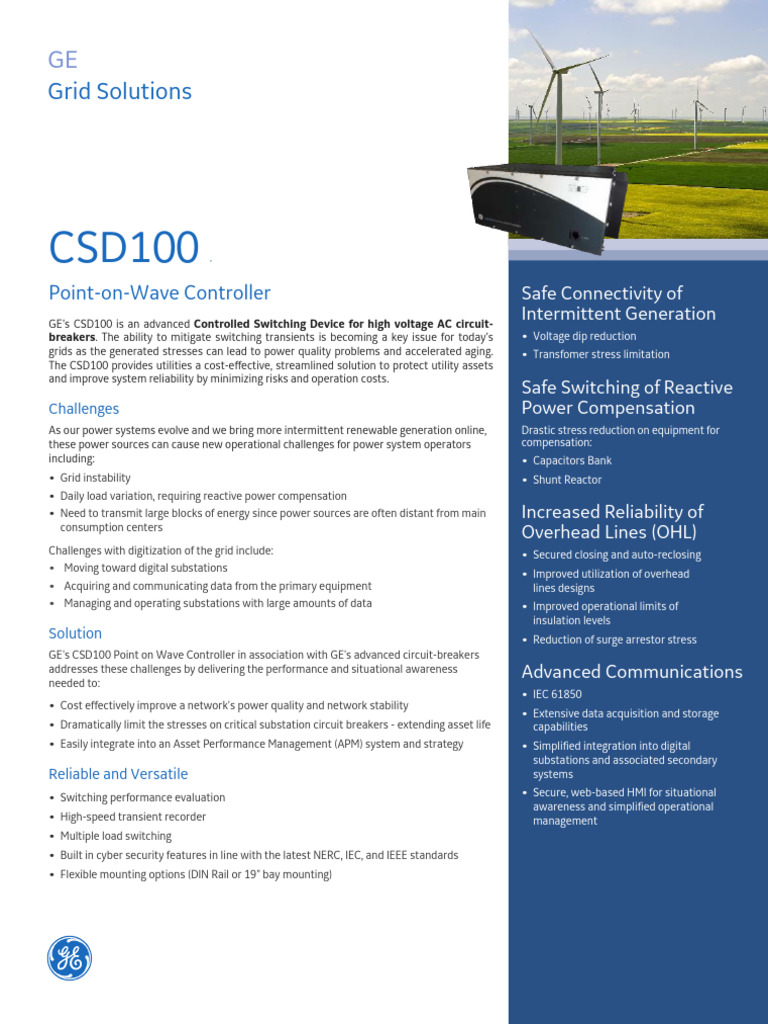 CSD100 - Overview Flyer EN | PDF | Electrical Substation | Electrical Grid