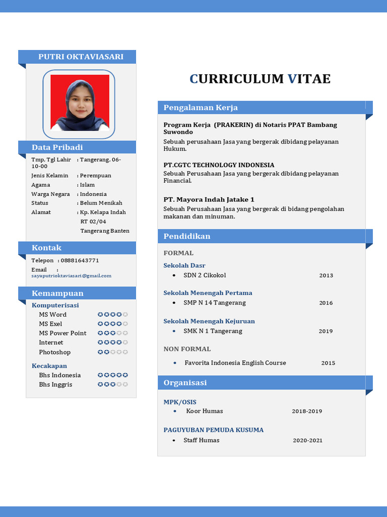 Curriculum Vitae Putri | PDF