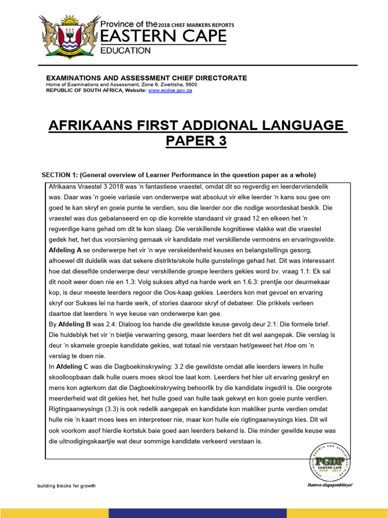 XWArdk95rm Afrikaans FAL P3 | PDF