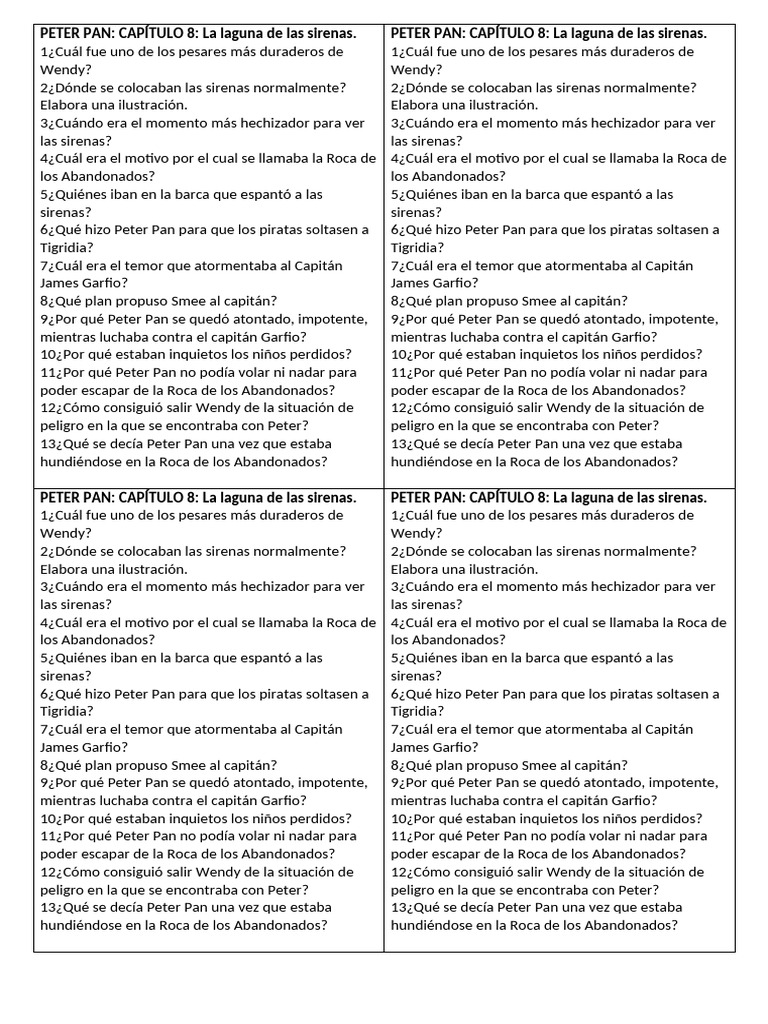 Peter Pan Capitulo 8 | PDF | Peter Pan | Literatura Escocesa Infantil