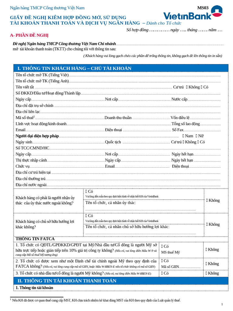 MS3 - Mau de Nghi Kiem HĐ Mo TK - To Chuc | PDF