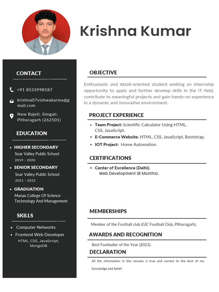 Krishna Kumar CV Resume | PDF | Business | Computers