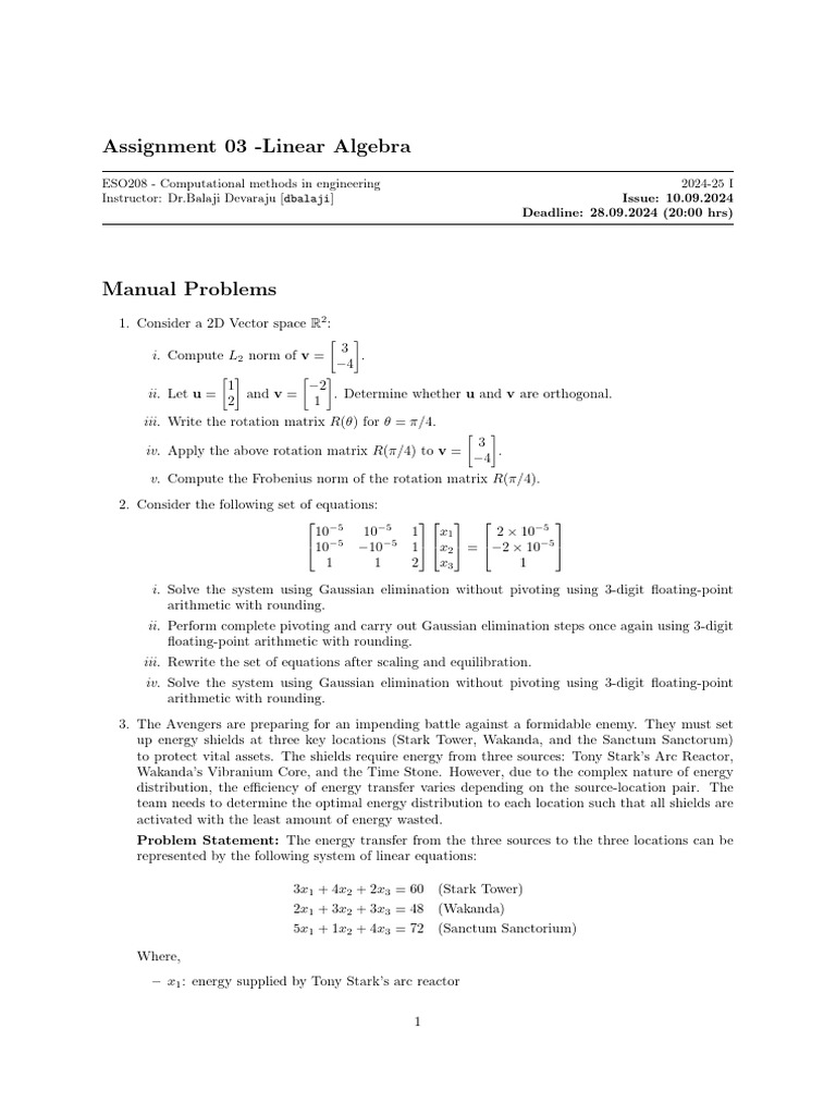 ESO208 - Assignment3 - Linear Algebra | PDF | Matrix (Mathematics ... ESO208 - Assignment3 - Linear Algebra | PDF | Matrix (Mathematics ...
