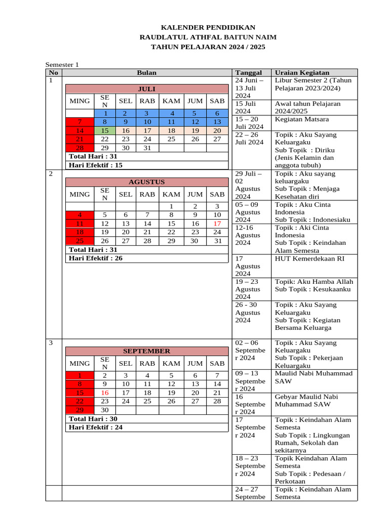 Kalender Pendidikan | PDF