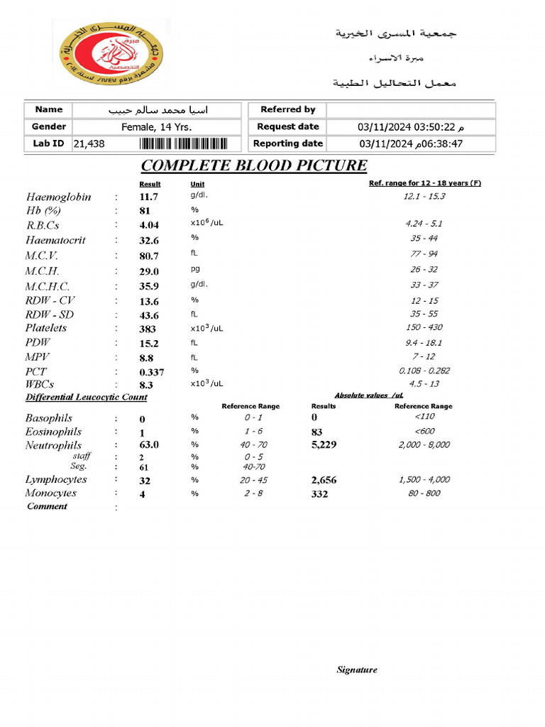 Complete Blood Picture | PDF | Hematology | Clinical Pathology