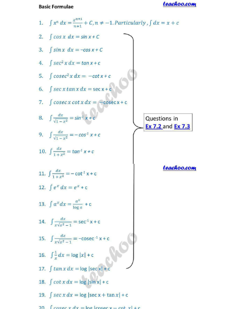 Integration Formulas | PDF