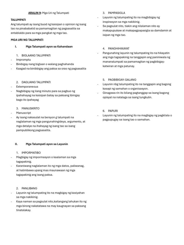 ARALIN 9 - FIL 111 | PDF