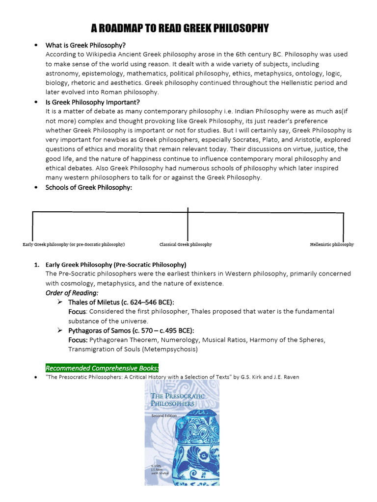 A Roadmap To Read Greek Philosophy | PDF | Ancient Greek Philosophy | Plato