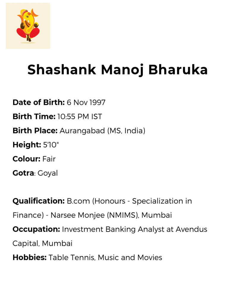 Shashank Bharuka Profile | PDF | Sports & Recreation | Games & Activities