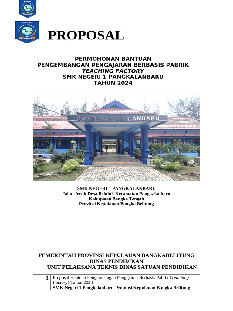 Proposal Tefa SMKN 1 Pangkalanbaru 2024 | PDF