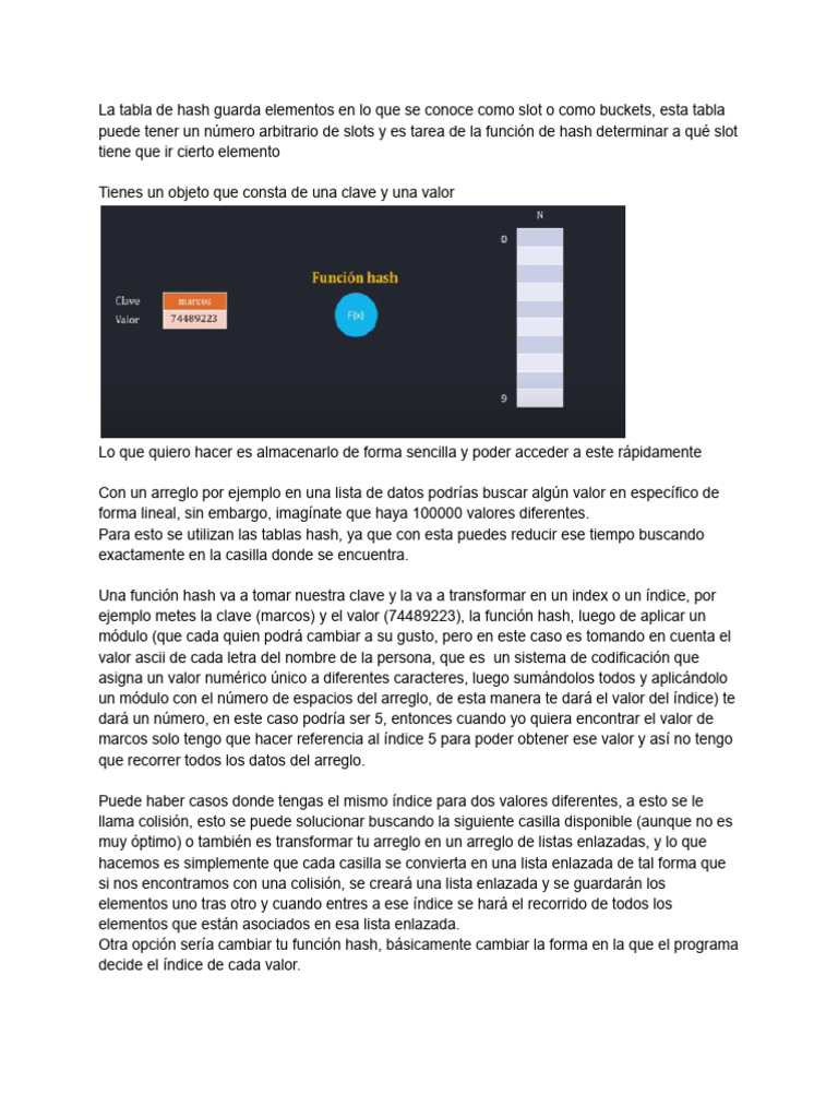 Funcionamiento de Tablas Hash | PDF | Informática | Ciencias de la ...