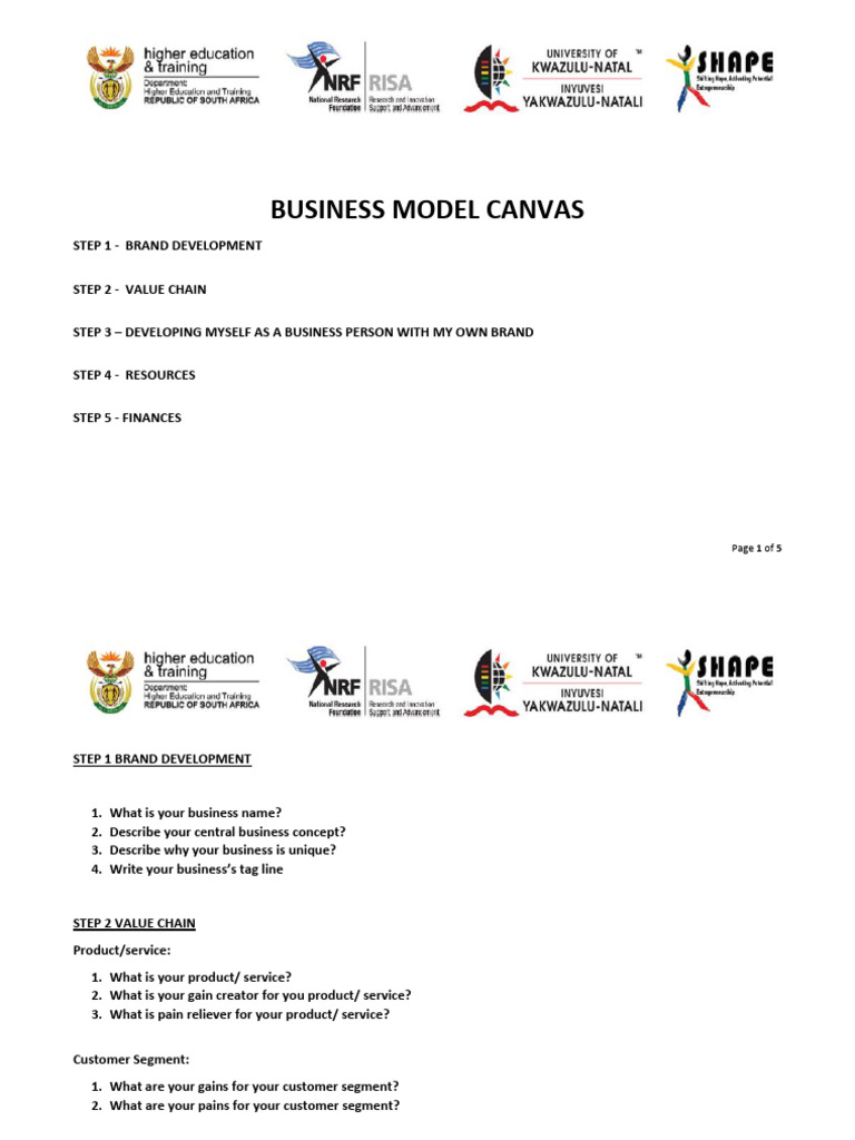 Business Model Canvas For SHAPE | PDF | Business