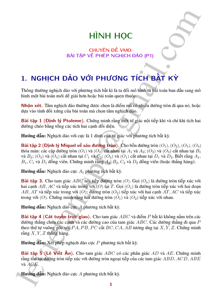 Vmo Hinhhoc Baitapnghichdao1 | PDF