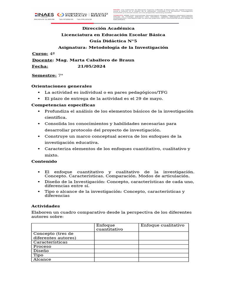 Guía Didáctica: Metodología de Investigación | PDF | Evaluación | Maestros