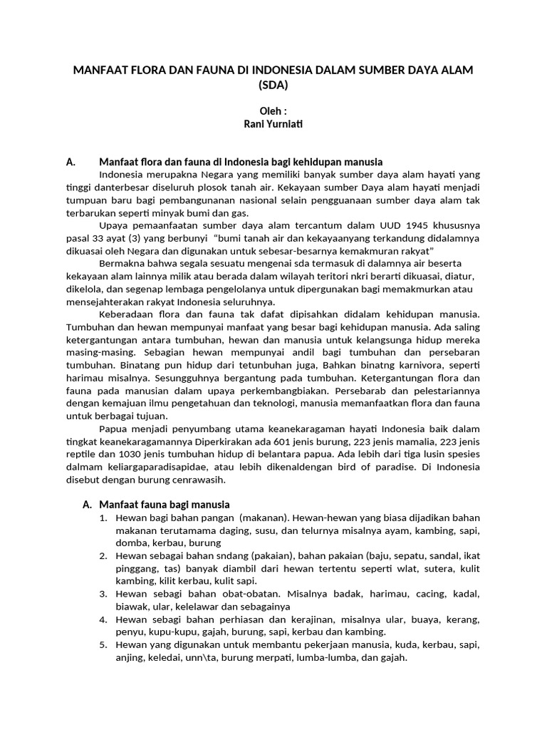 Manfaat Flora dan Fauna bagi Manusia | PDF