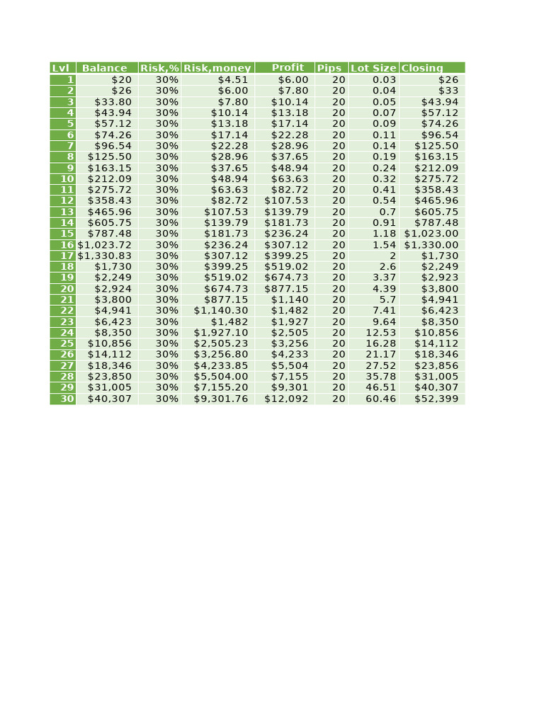 20 Pips Challenge | PDF