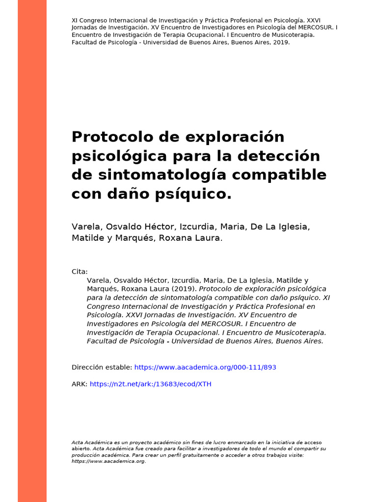 Protocolo Psicológico Forense UBA | PDF | Depresión (estado de ánimo) | Sicología