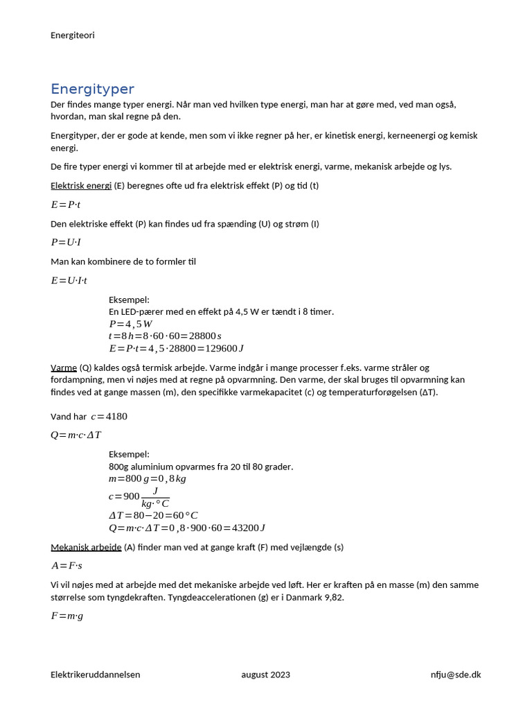 Fysik - Energi Teori | PDF