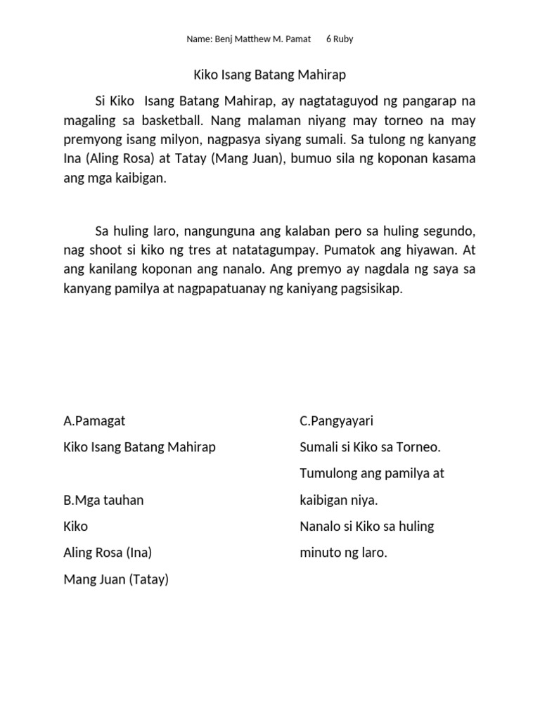 Kiko Isang Batang Mahirap | PDF