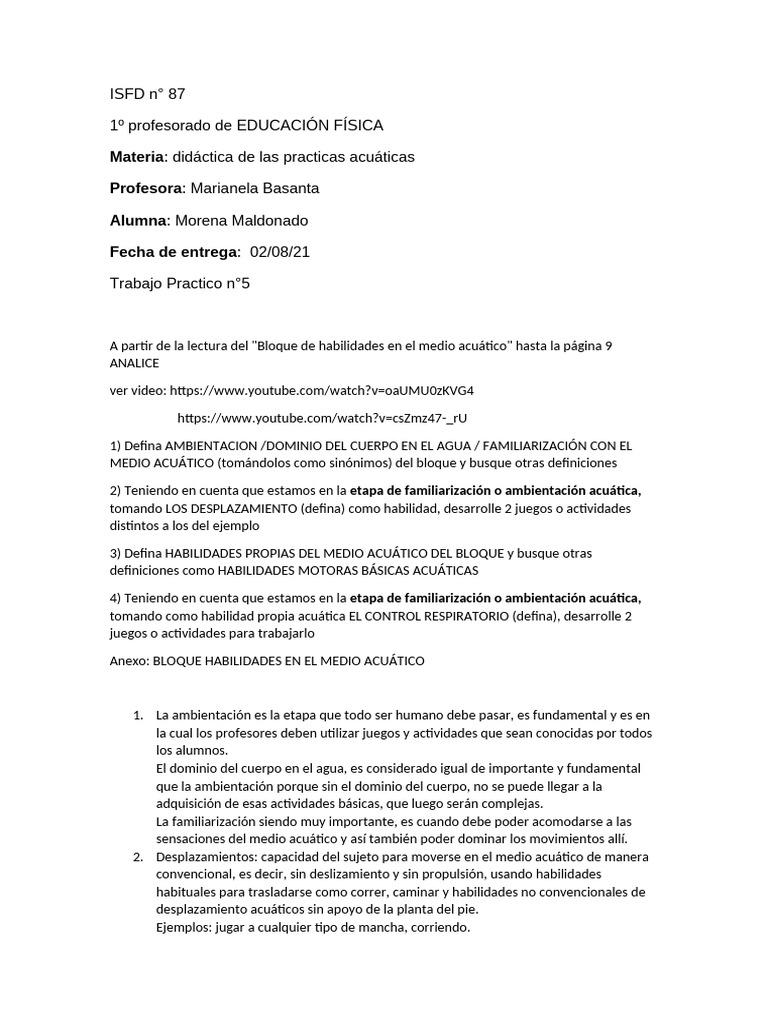 Acuaticas tp5 | PDF | Sistema respiratorio | Respiración